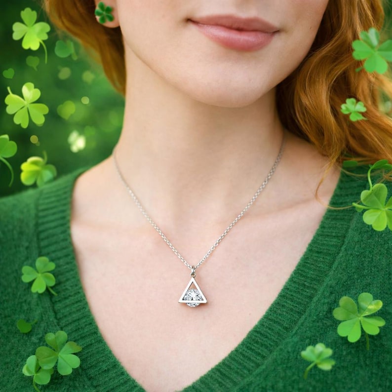 Cubic Zirconia Pyramid Necklace - Sterling Silver Dainty Pendant - Etsy