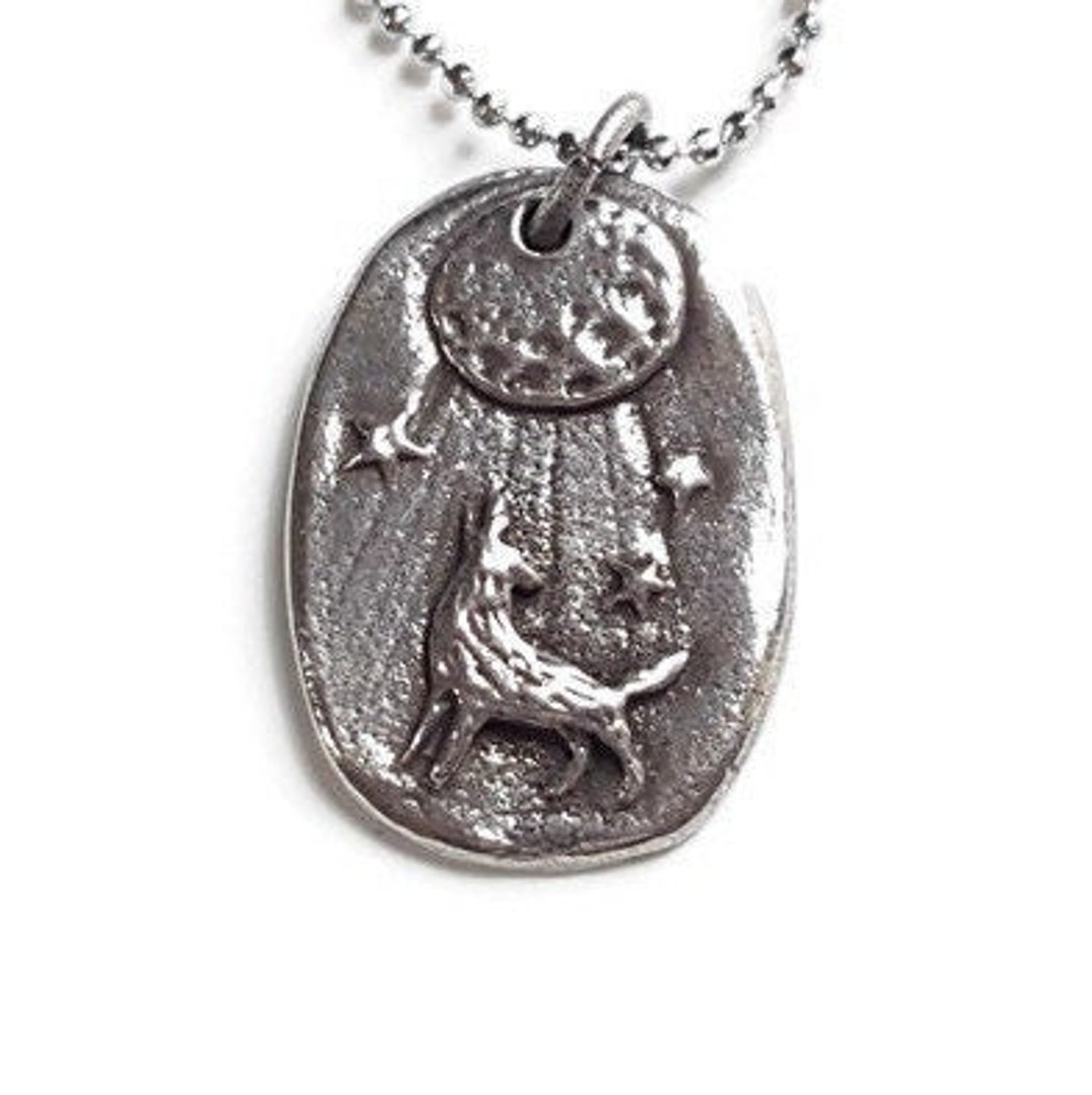 Howling Wolf Pendant - Pewter Pendant - Howling Moon Pendant - Wolf ...