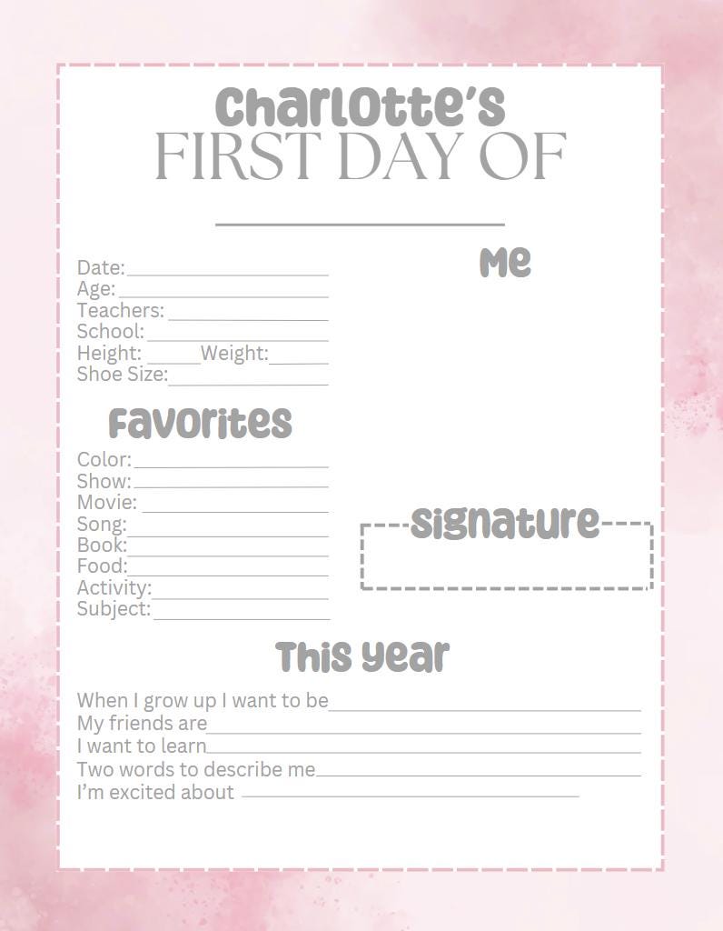 Back to School Interview for Kids – Boy & Girl Versions Included ...