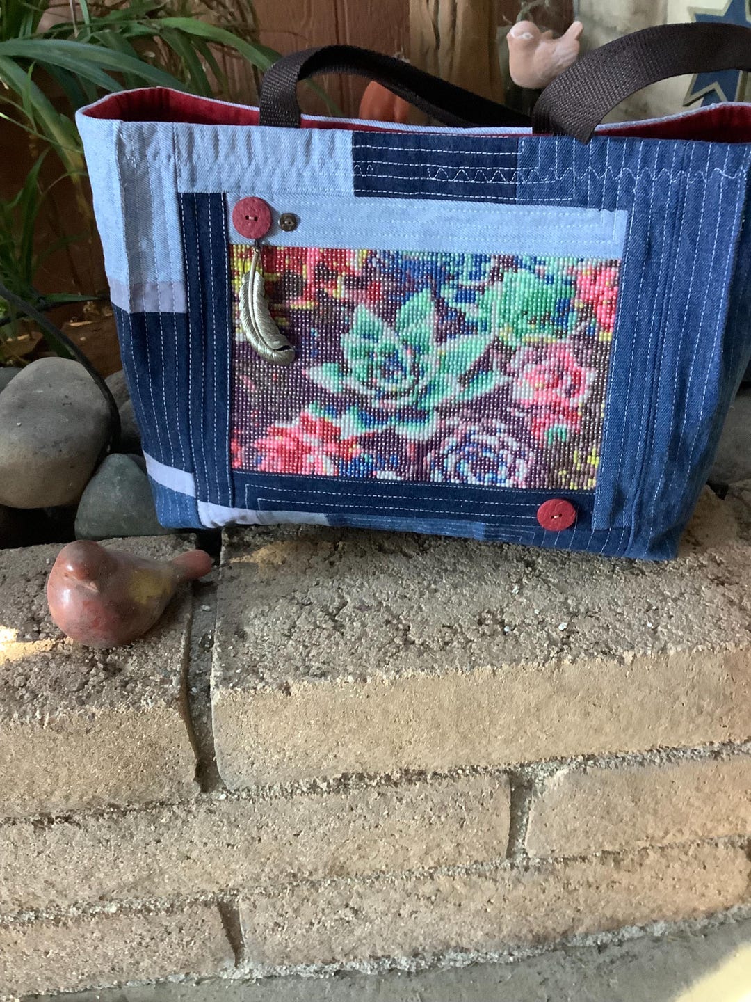 Levi Tote, Quilted Tote, Quilted Levi Tote, Succulent Diamond Art Tote ...