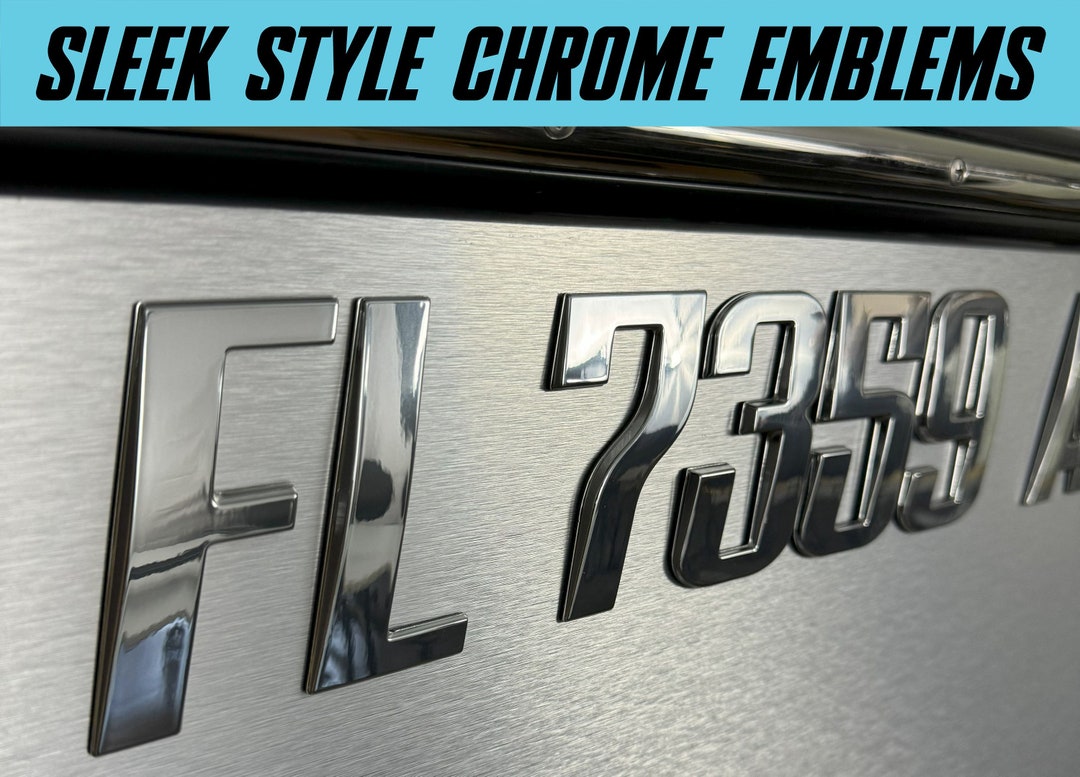 Sleek Series Chrome Emblem Boat, Registration Numbers 3D, Raised ...