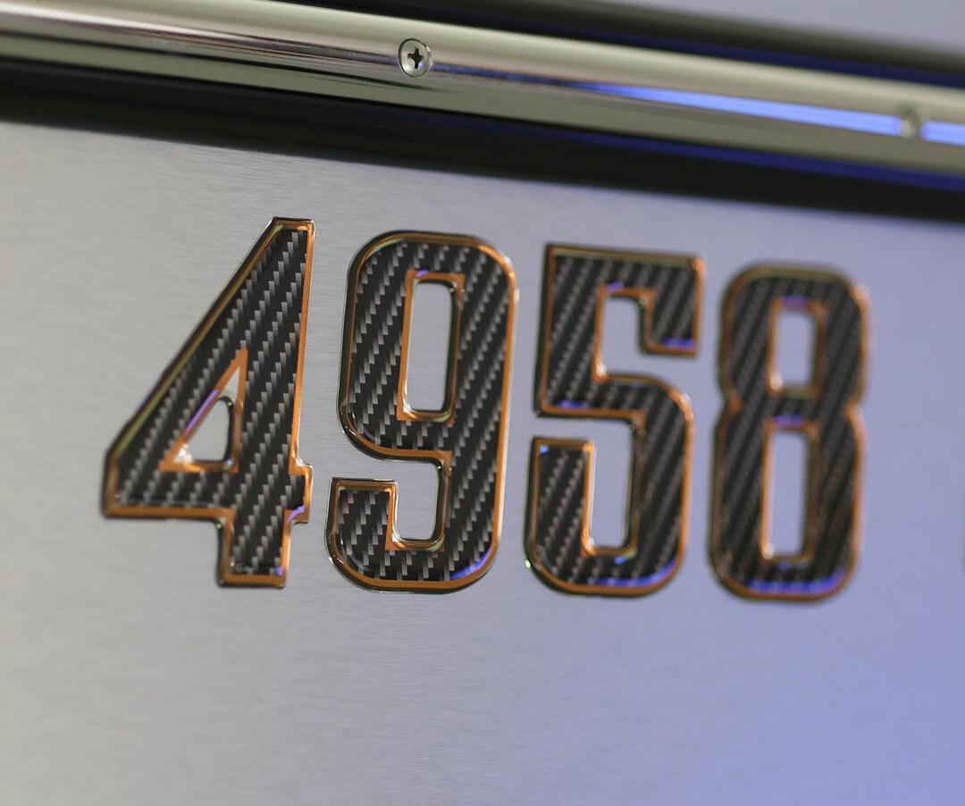 Boat Registration Stickers Domed Carbon Fiber Numbers With Bronze Trim ...