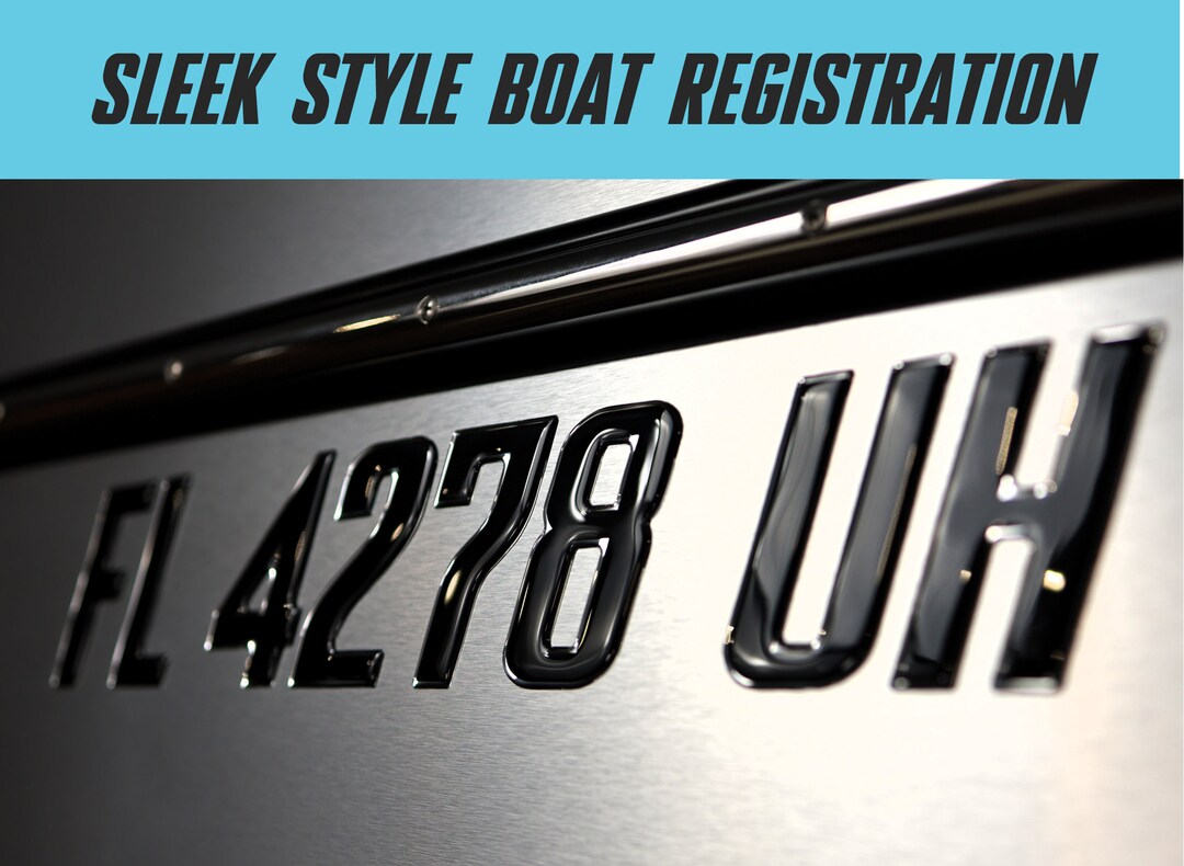 Custom Boat Registration Numbers: 3" Black Chrome Domed Decals - Etsy