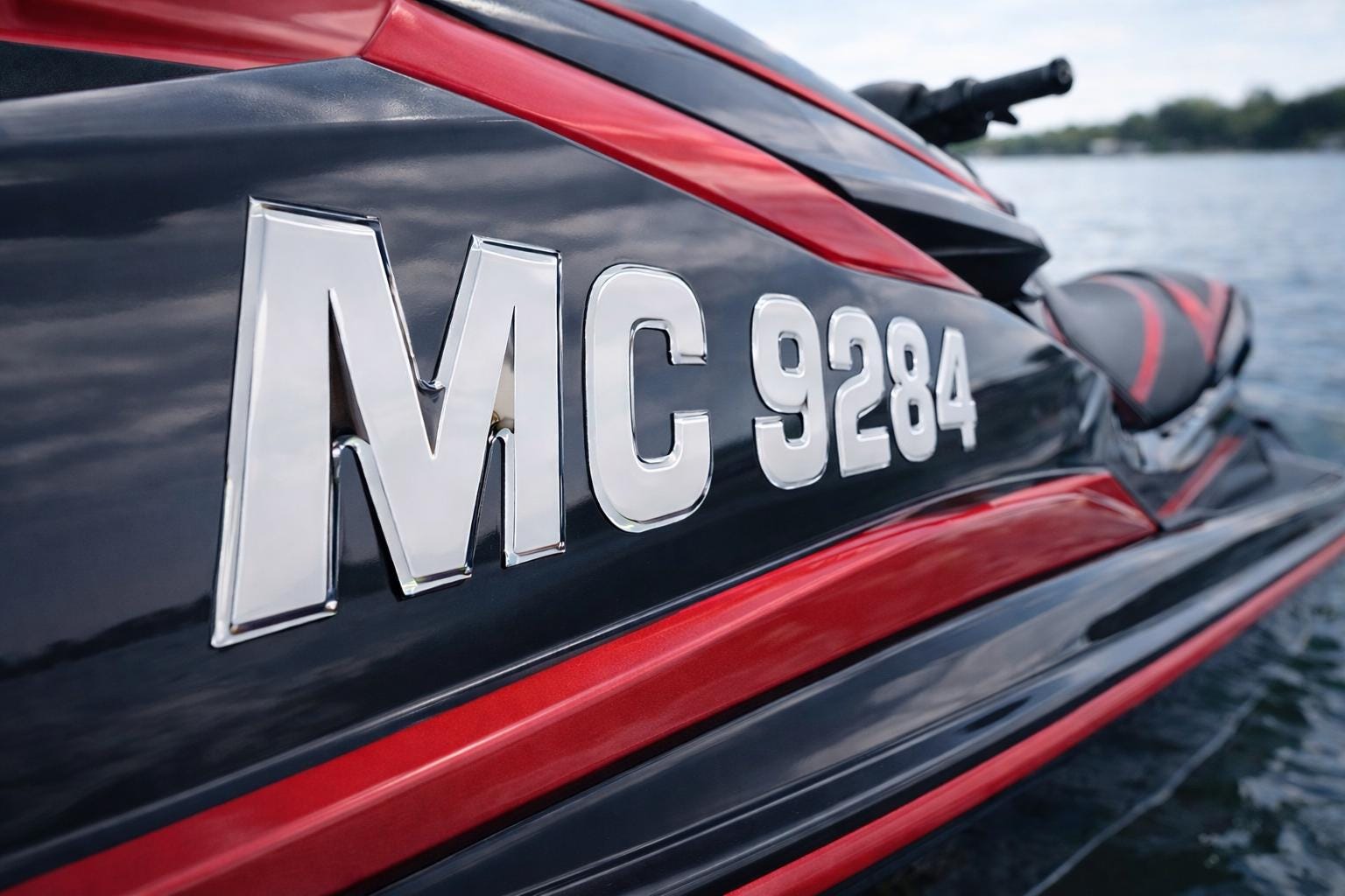 Wake Series Domed Boat Lettering White Center / Chrome Outline Raised ...