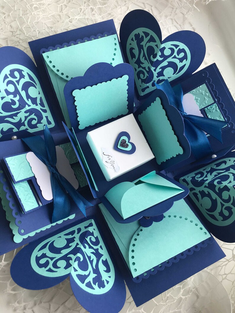 Royal Blue and Teal Explosion Photo Box | Etsy