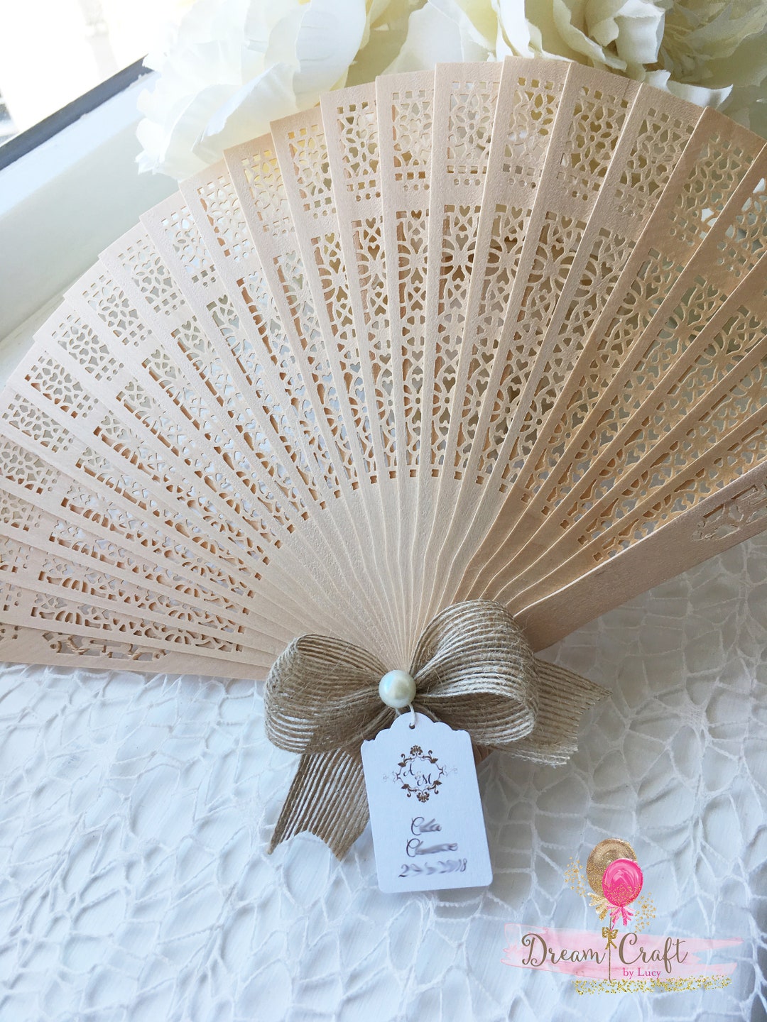 10 Rustic Wedding Fans With Personalised Tags, Rustic Wedding Favours ...