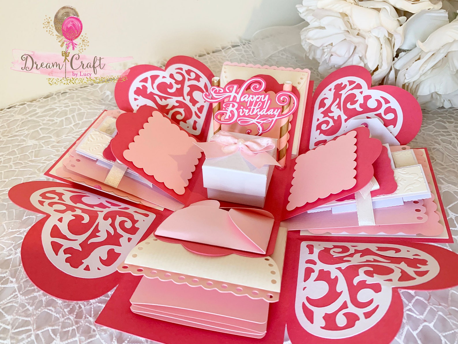 Pink Exploding Photo Box, Photo Pop up Box, Explosion Photo Box, Perfect Gift for Your ...