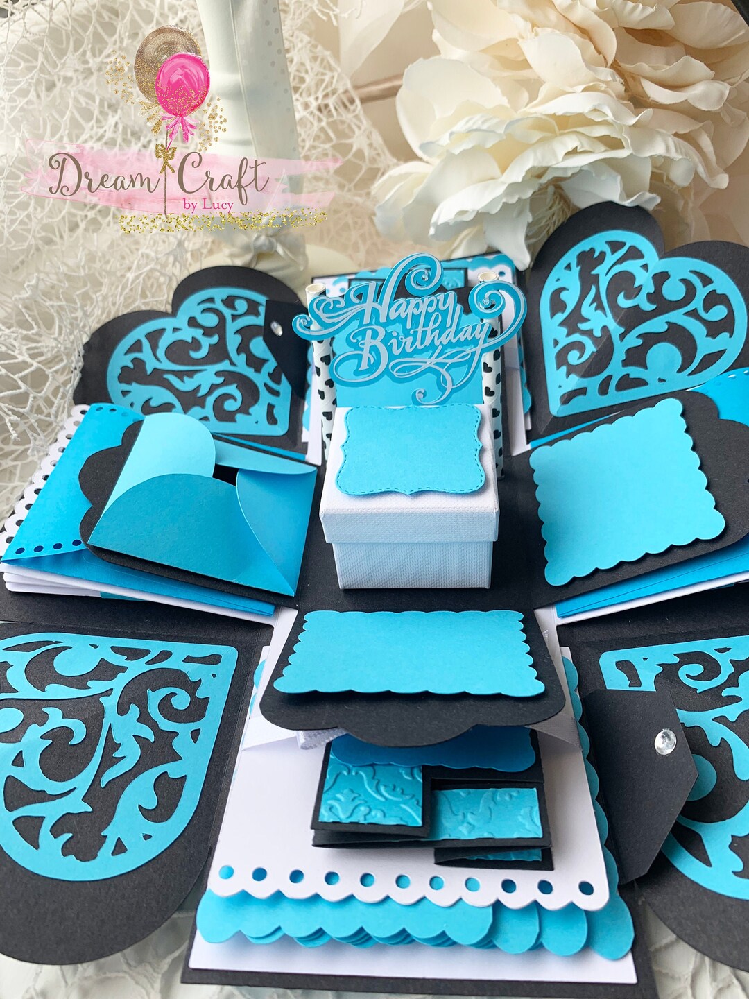 Blue Explosion Box Perfect Gift for Birthday, Anniversary, Valentines ...