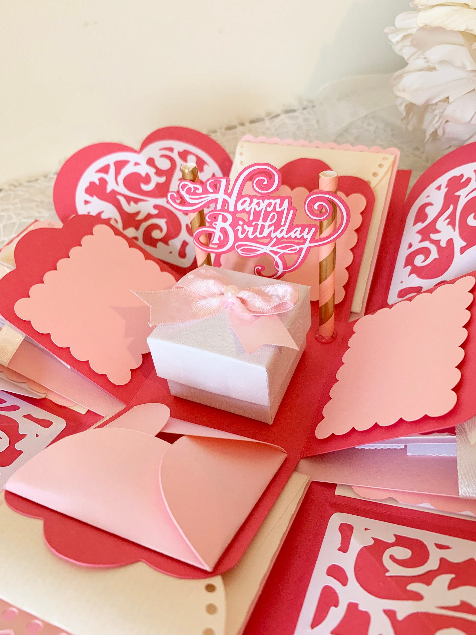 Pink Exploding Photo Box, Photo Pop up Box, Explosion Photo Box, Perfect Gift for Your ...