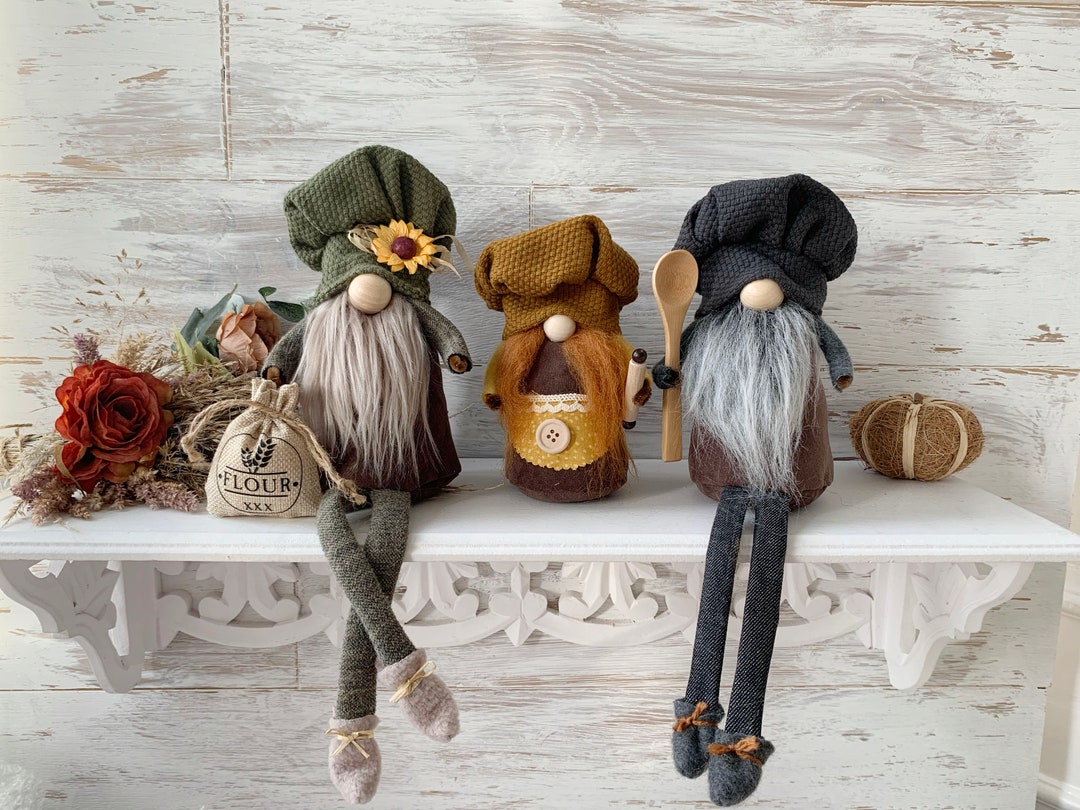 Autumn Kitchen Gnomes With Chef Hats,fall Farmhouse Kitchen Decor ...
