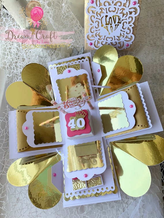 Happy Birthday Exploding box with Photo Slots Explosion photo | Etsy