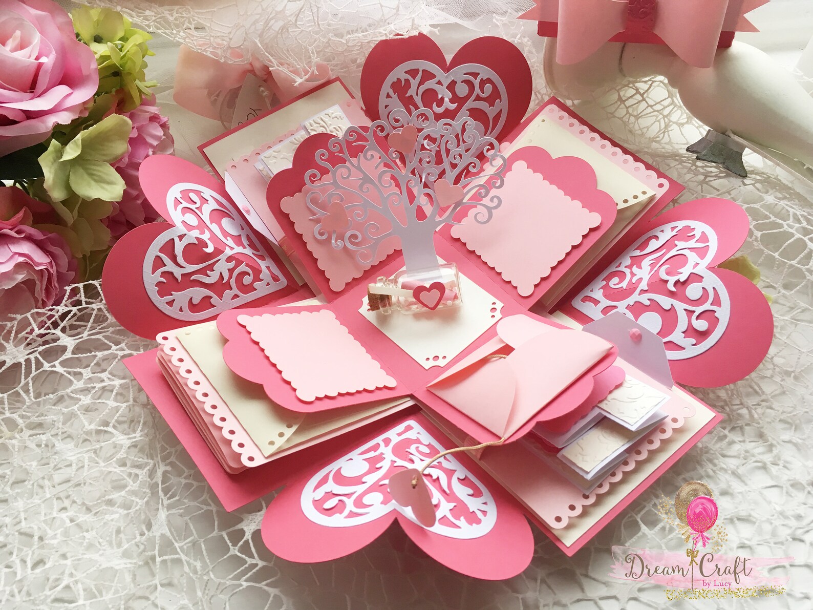 Pink Exploding Photo Box, Photo Pop up Box, Explosion Photo Box, Perfect Gift for Your ...