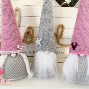 Pink and Grey Scandinavian Gnomes, SET OF 3 Handmade Christmas Gnomes ...
