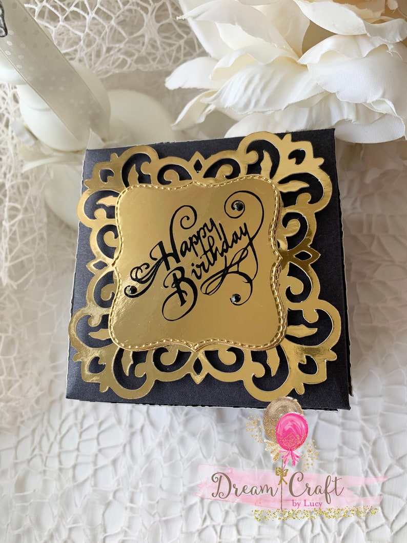 Explosion Box Black and Gold Christmas present Anniversary | Etsy