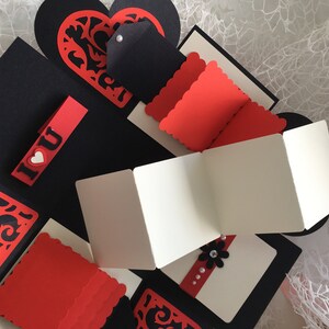 Love Exploding Photo Box in Black and Red With 3 Layers - Etsy