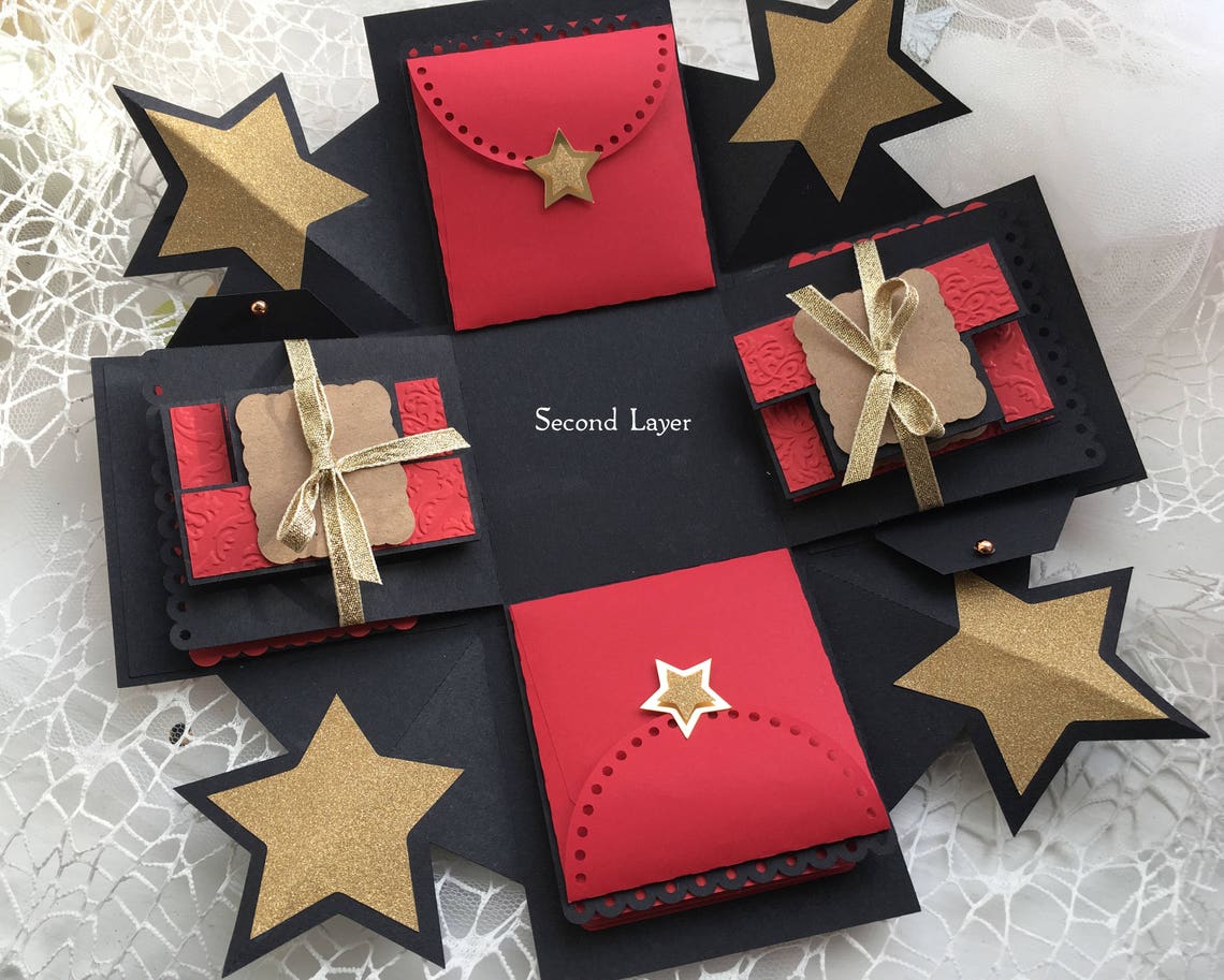 Red Exploding Photo Box Explosion Box Christmas Gift Photo | Etsy