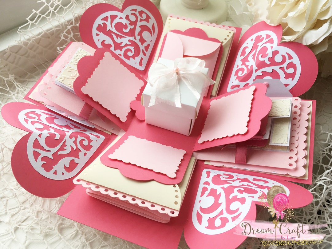 Pink Exploding Photo Box, Photo Pop up Box, Explosion Photo Box ...