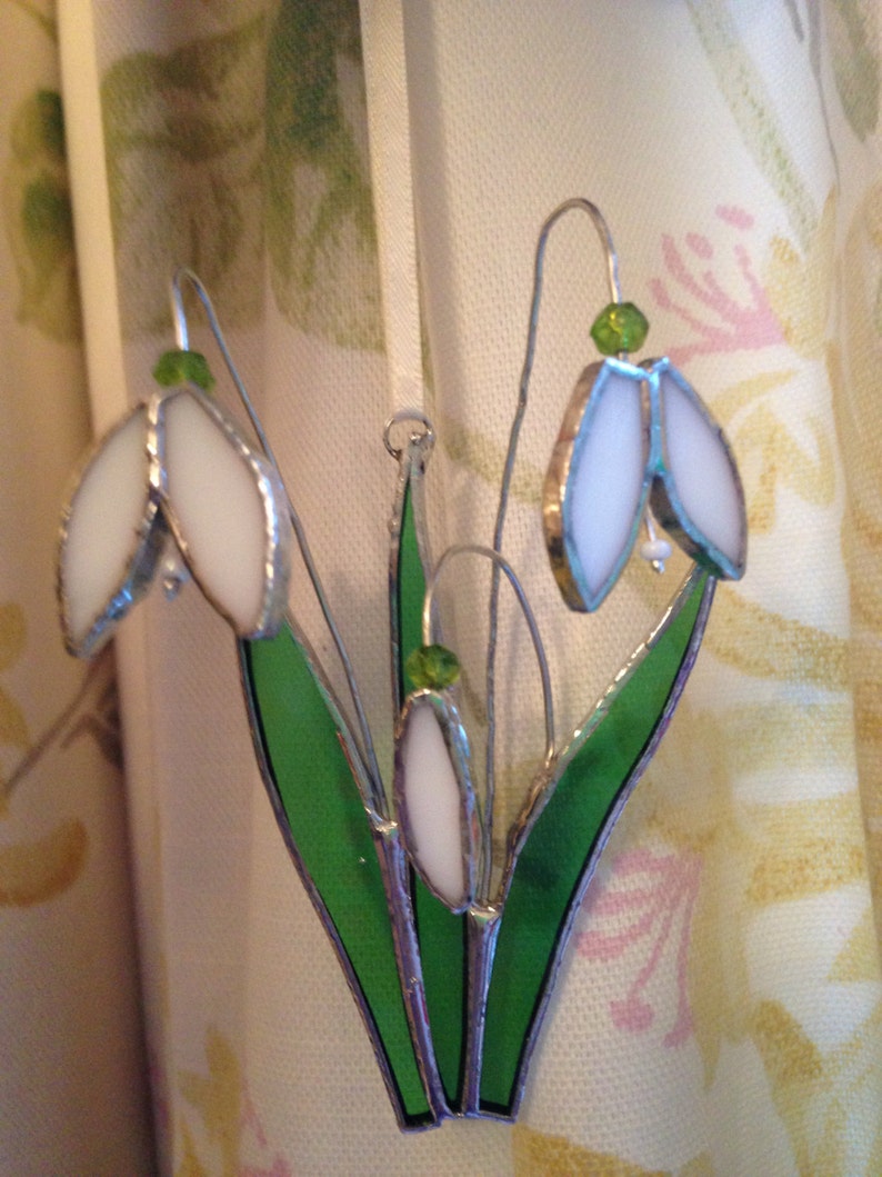 Stained Glass Snowdrop Flower Hanging Suncatcher Decoration - Etsy UK