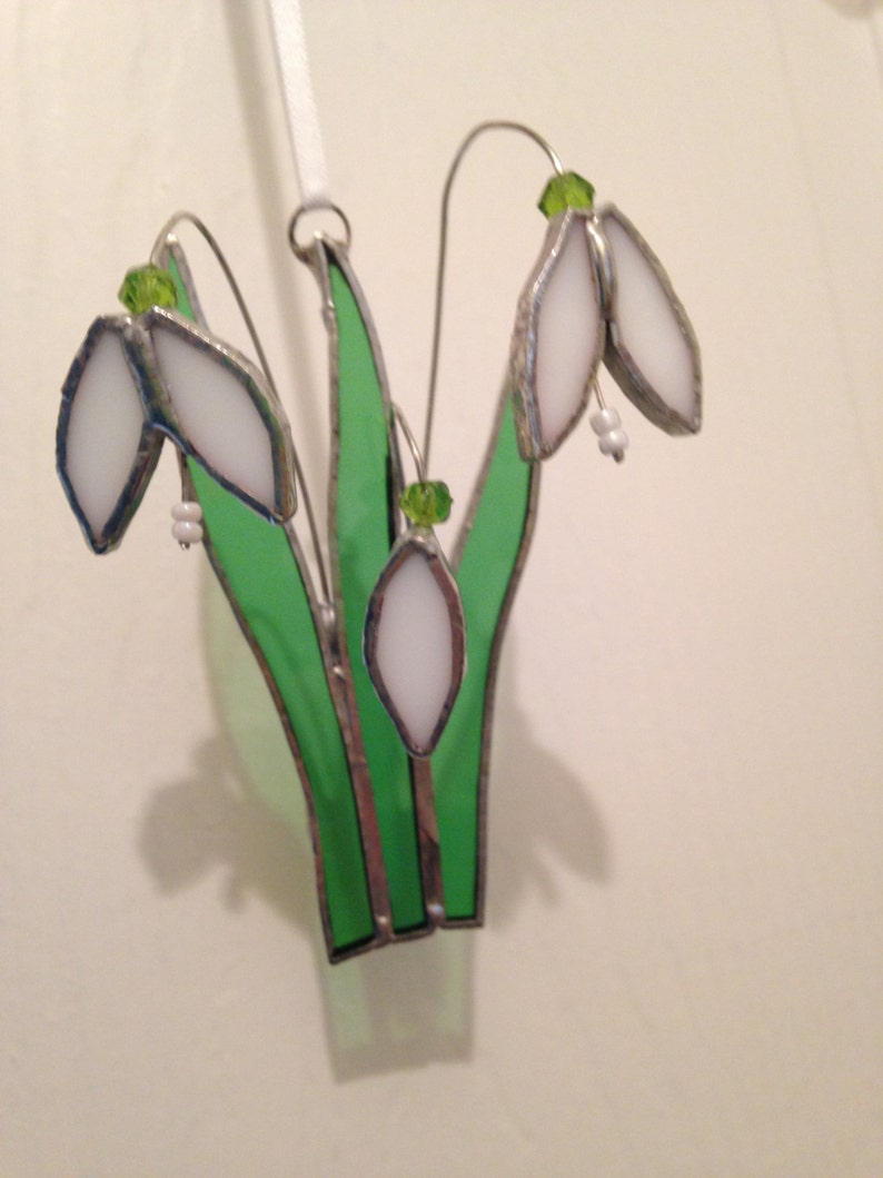 Stained Glass Snowdrop Flower Hanging Suncatcher Decoration - Etsy UK