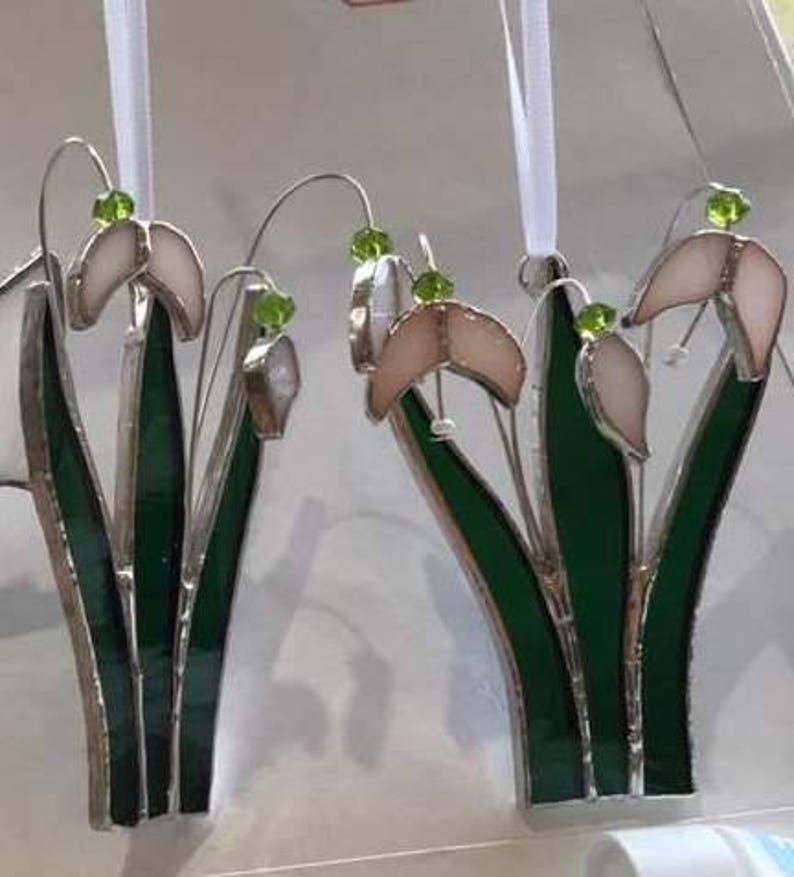 Stained Glass Snowdrop Flower Hanging, Suncatcher, Decoration - Etsy UK