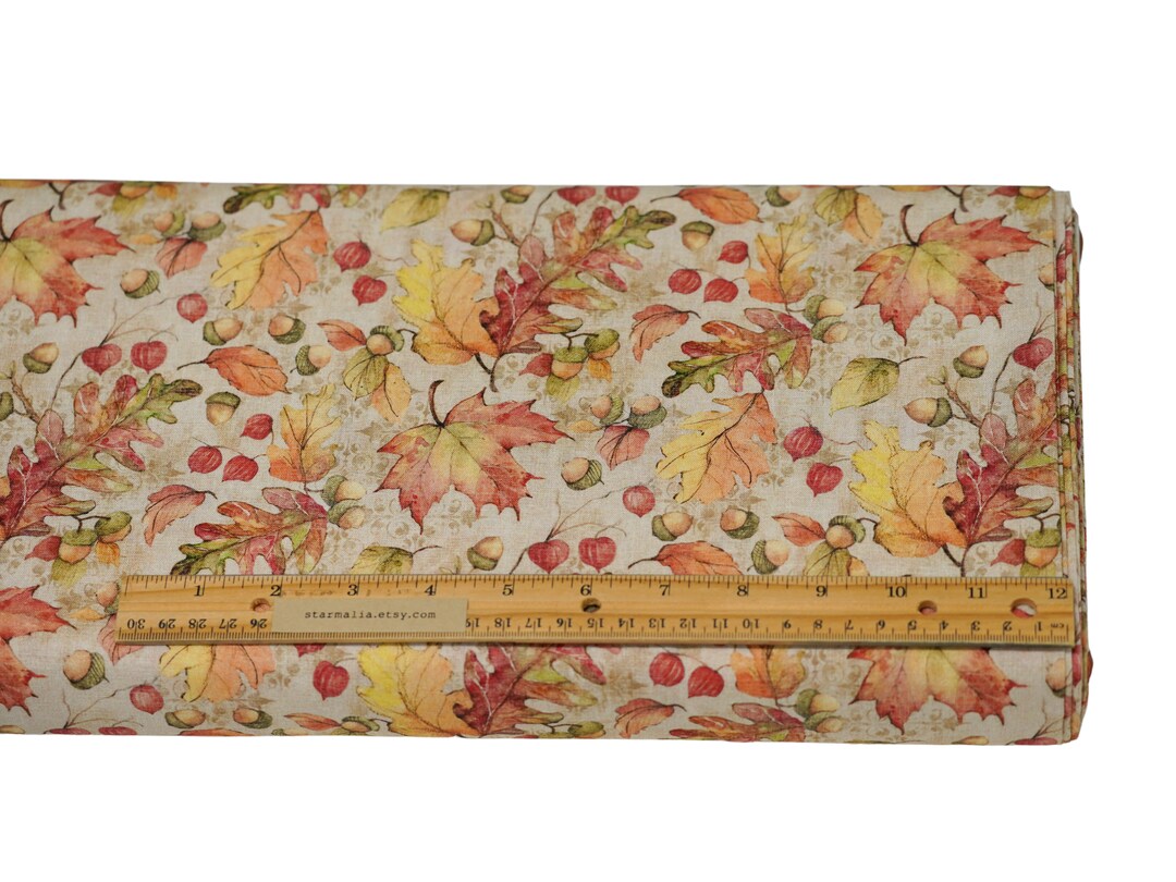 1/4 Yard Fall Acorns by Susan Winget Harvest Prints 100% - Etsy