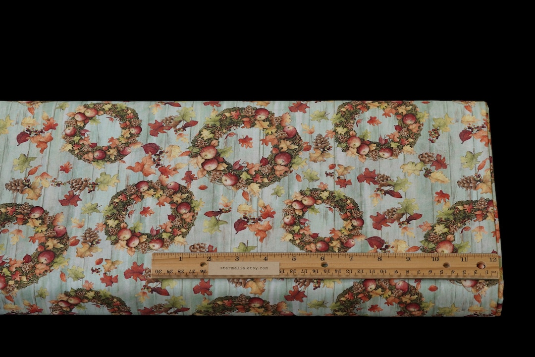 1/2 Yard Fall Wreath Toss by Susan Winget 100% Premium Cotton Fabric ...