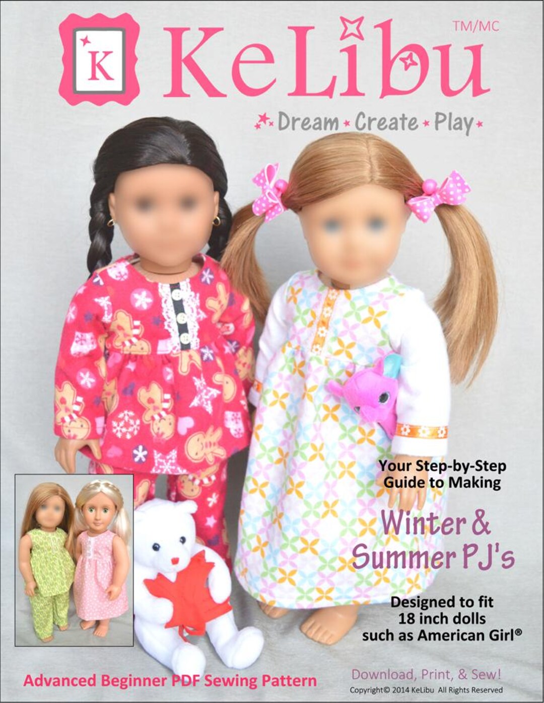 Doll Pajama Sewing Pattern, Fits 18 Inch Dolls, Digital PDF Instant ...