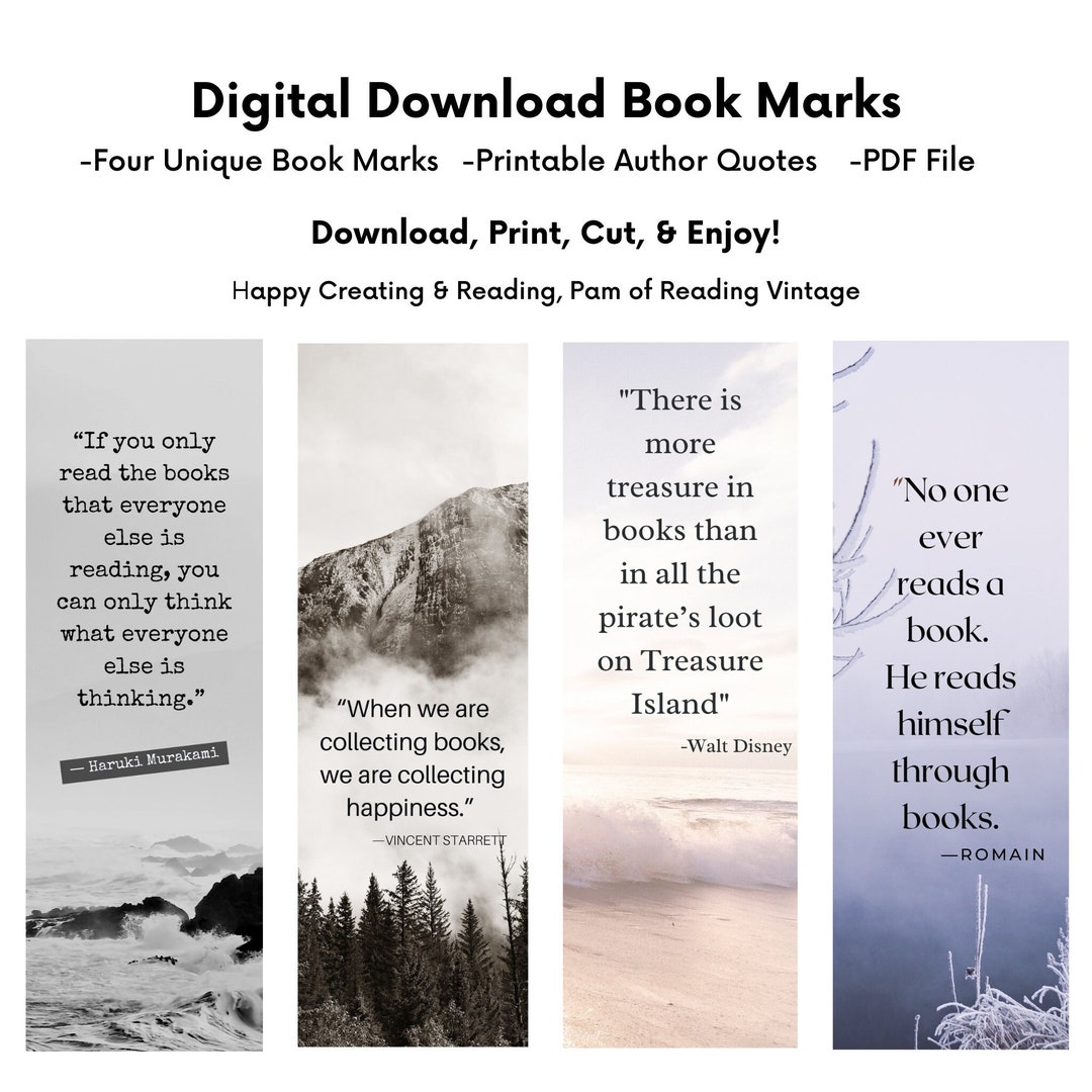 Nature Theme Book Marks With Inspiring Author Quotes Digital Download ...