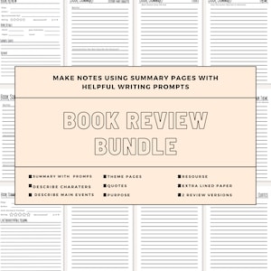 Book Review & Summary Template System Basic Writing Prompts for Book ...