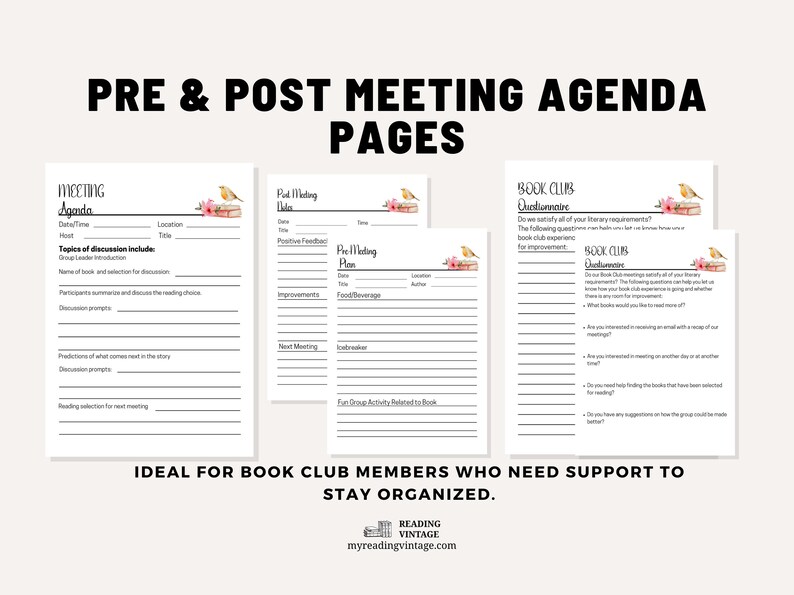 Book Club Printable Planner System to Enjoy Grow Organize Reading ...