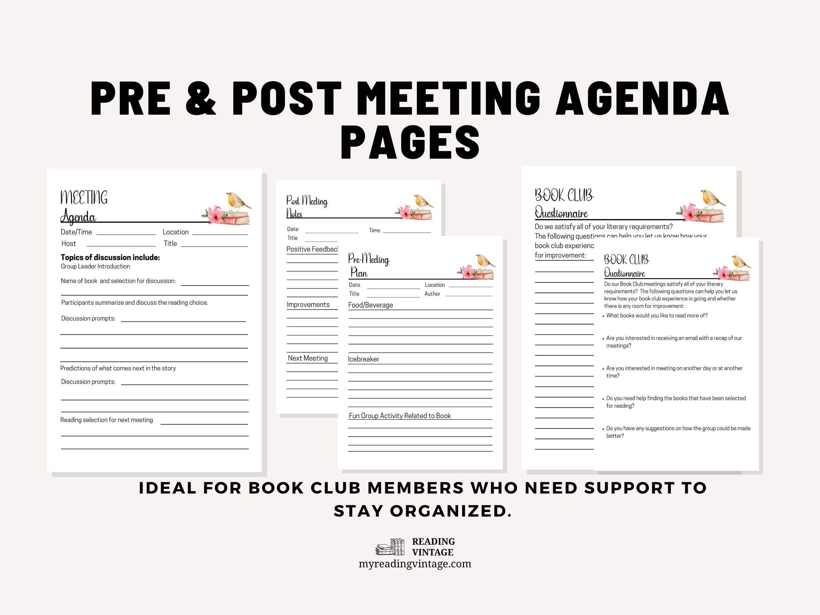 Book Club Printable Planner System to Enjoy Grow Organize Reading ...