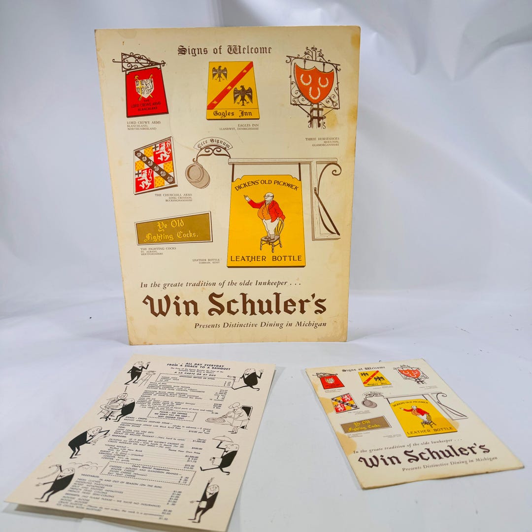 Vintage Win Schuler's Restaurant Main Menu Dessert & A La Carte 1962 ...
