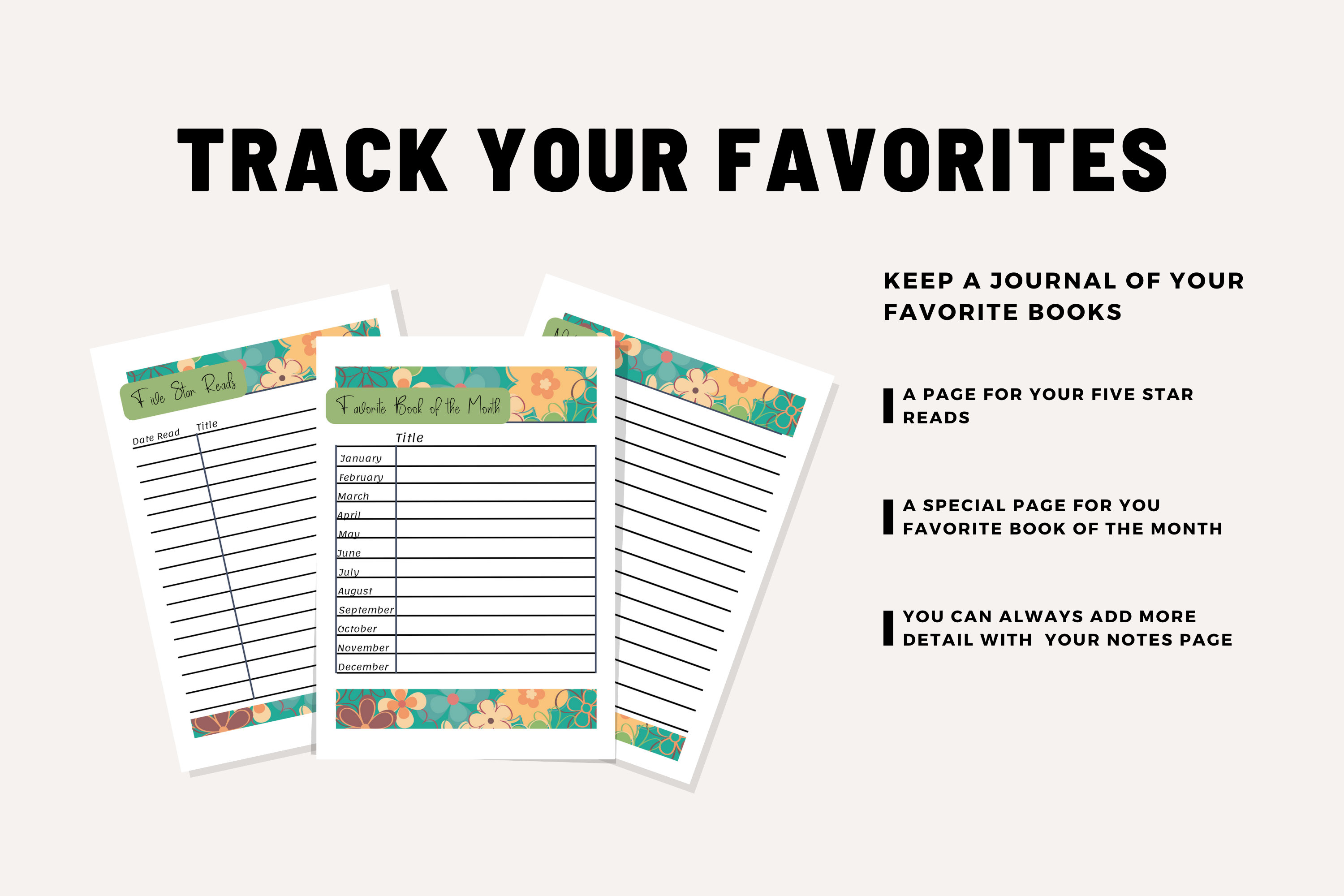 Reading Planner Cute Floral Printable Journal Templates Easy to Track ...