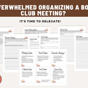 Book Club Role Cards & Role Responsibilities System Cute Printable ...