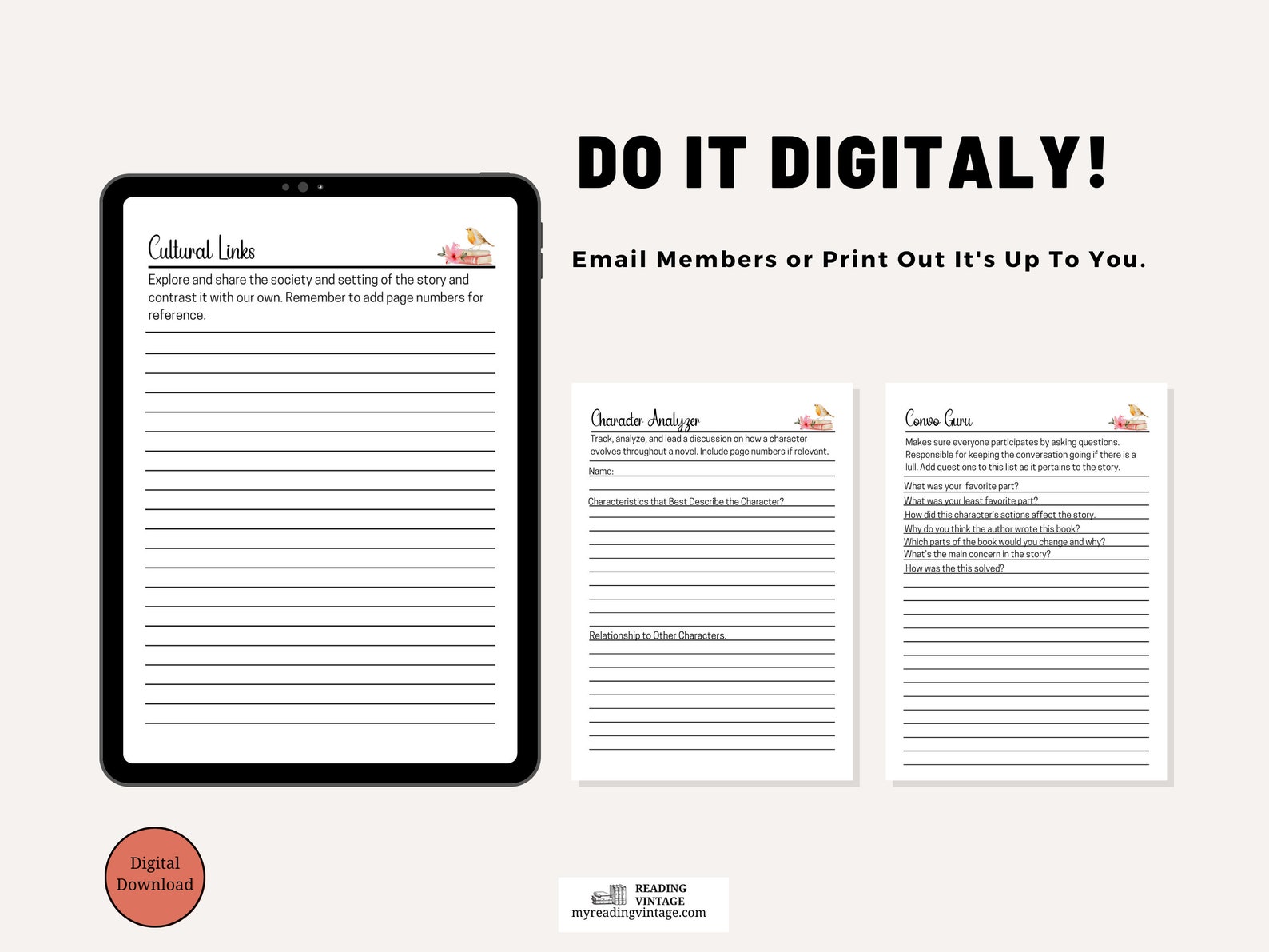 Book Club Role Cards & Role Responsibilities System Cute Printable ...