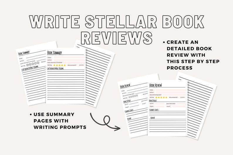 Book Review & Summary Template System Basic Writing Prompts for Book ...