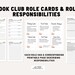 Book Club Role Cards & Role Responsibilities System Cute Printable ...