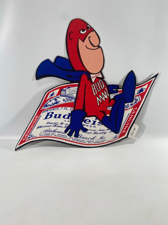 Rare Budweiser Bud Man Sticker Flying on a Budweiser Label - Etsy