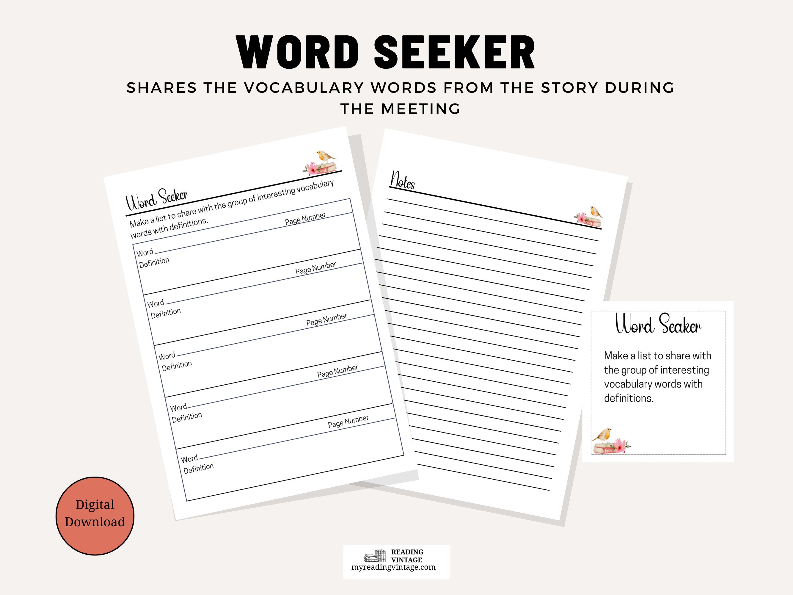 Book Club Role Cards & Role Responsibilities System Cute Printable ...