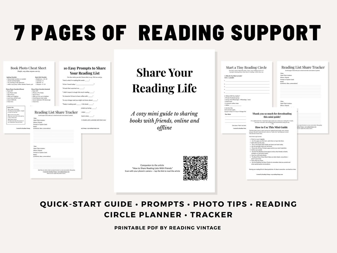 Share Your Reading Life Printable • Cozy Reader Guide PDF • Book Photo ...