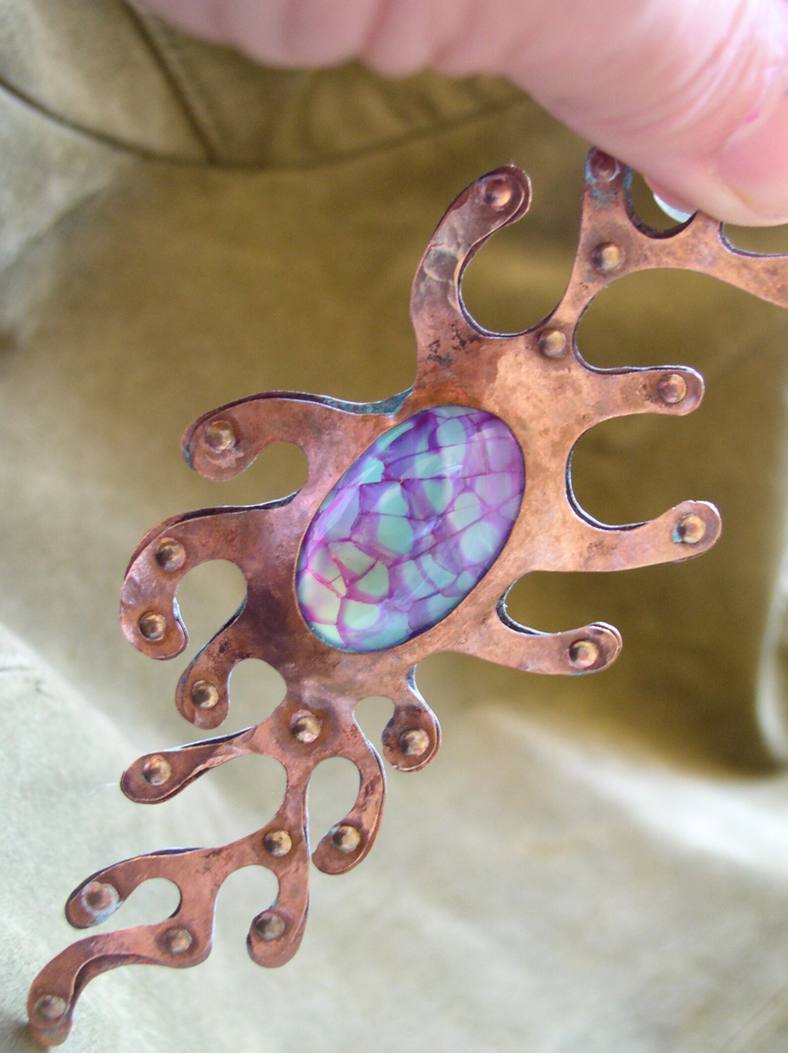 Freeform Copper Pendant With Dragon's Vein Agate - Etsy