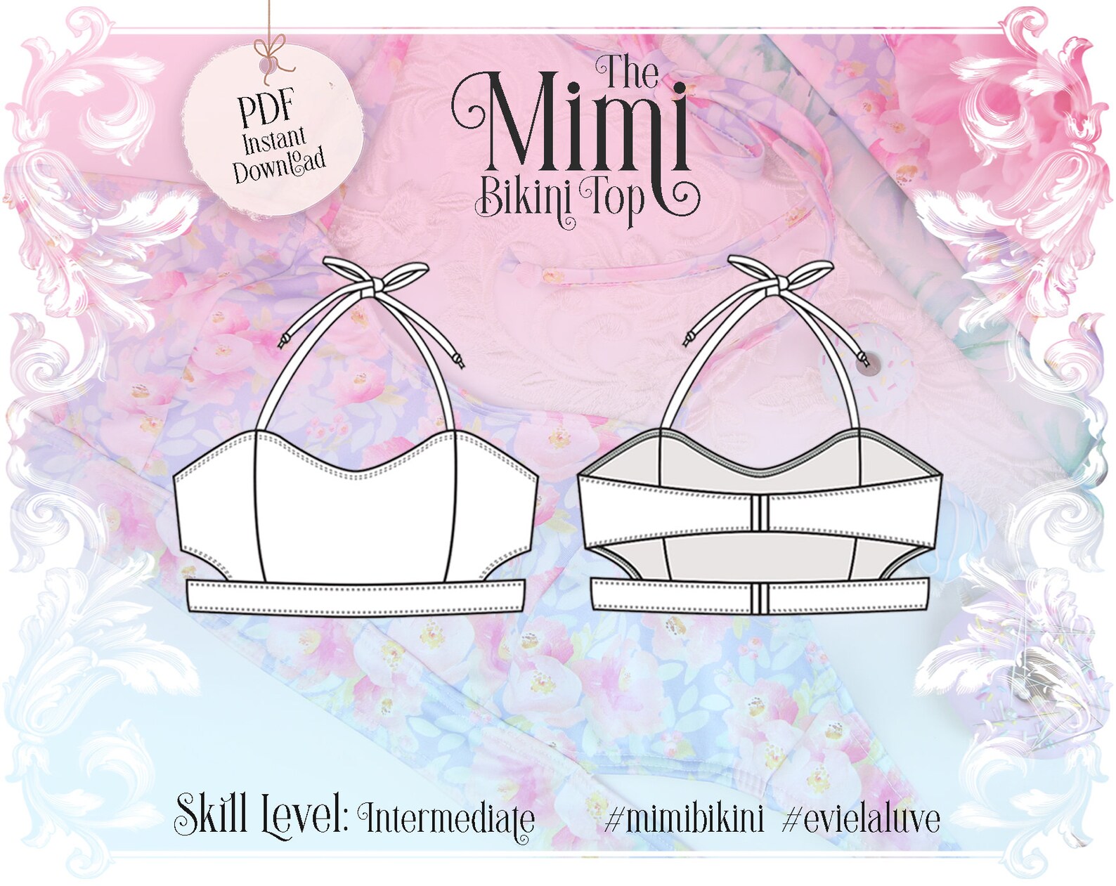 Mimi Bikini top Only Sewing Pattern PDF Instant Download - Etsy UK