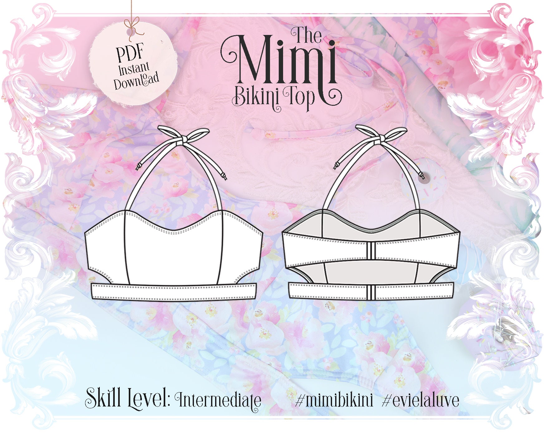 Mimi Bikini top only Sewing Pattern PDF Instant Download | Etsy