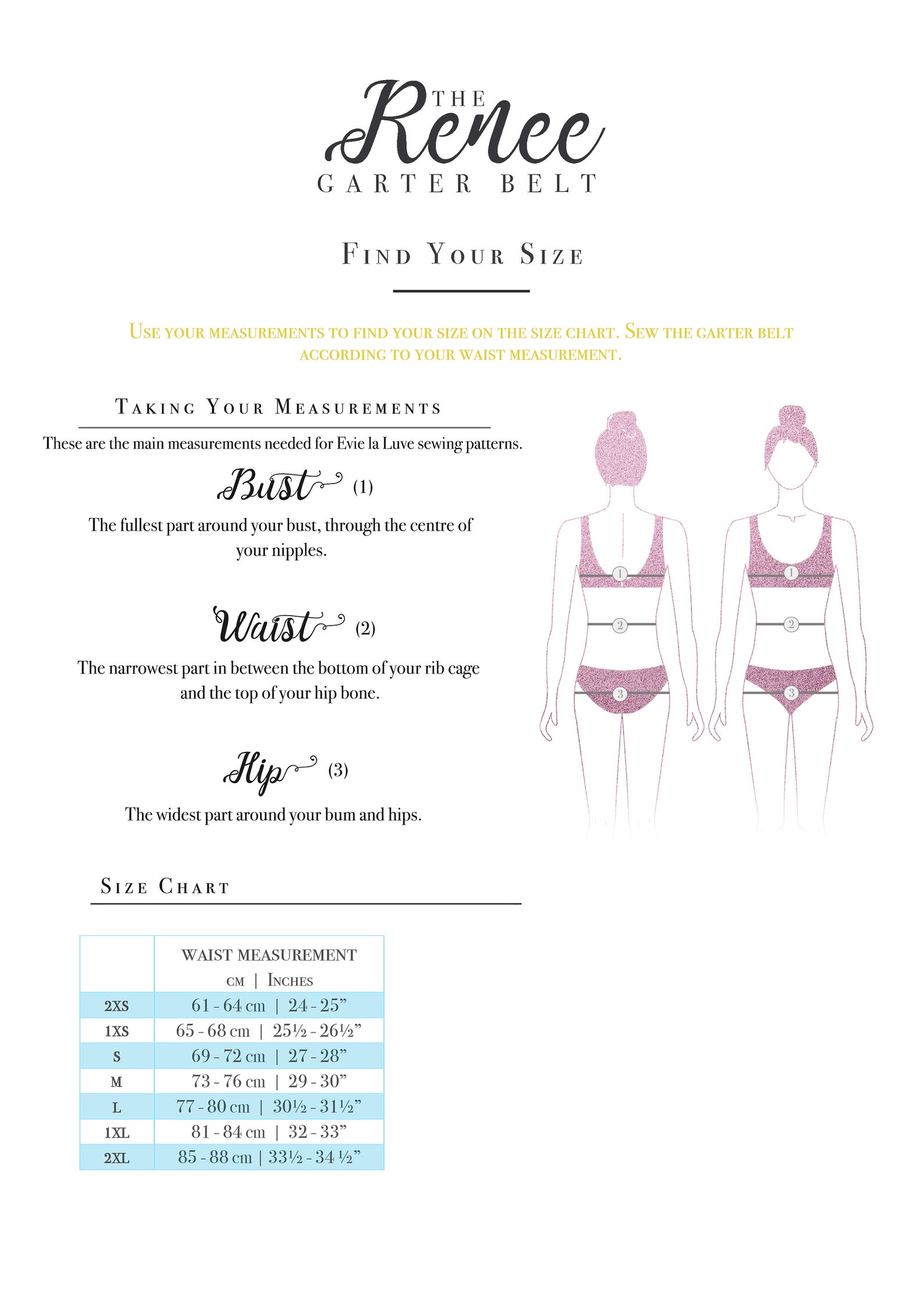 Renee Garter Belt Sewing Pattern - PDF Instant Download - Evie La Luve ...