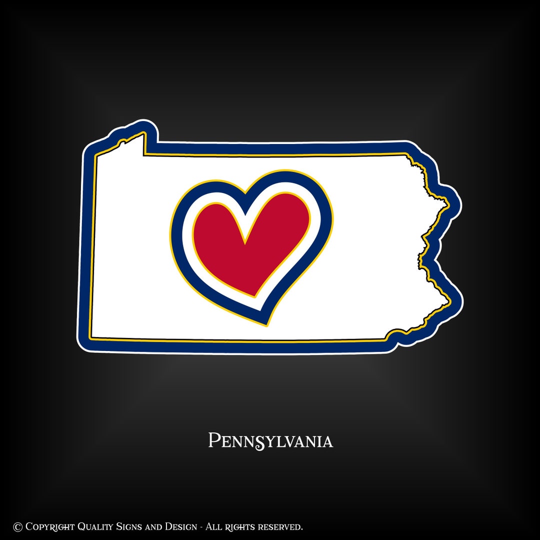 PENNSYLVANIA DECAL, State Heart, Truck Decals, Rv Decal, Car Decal ...