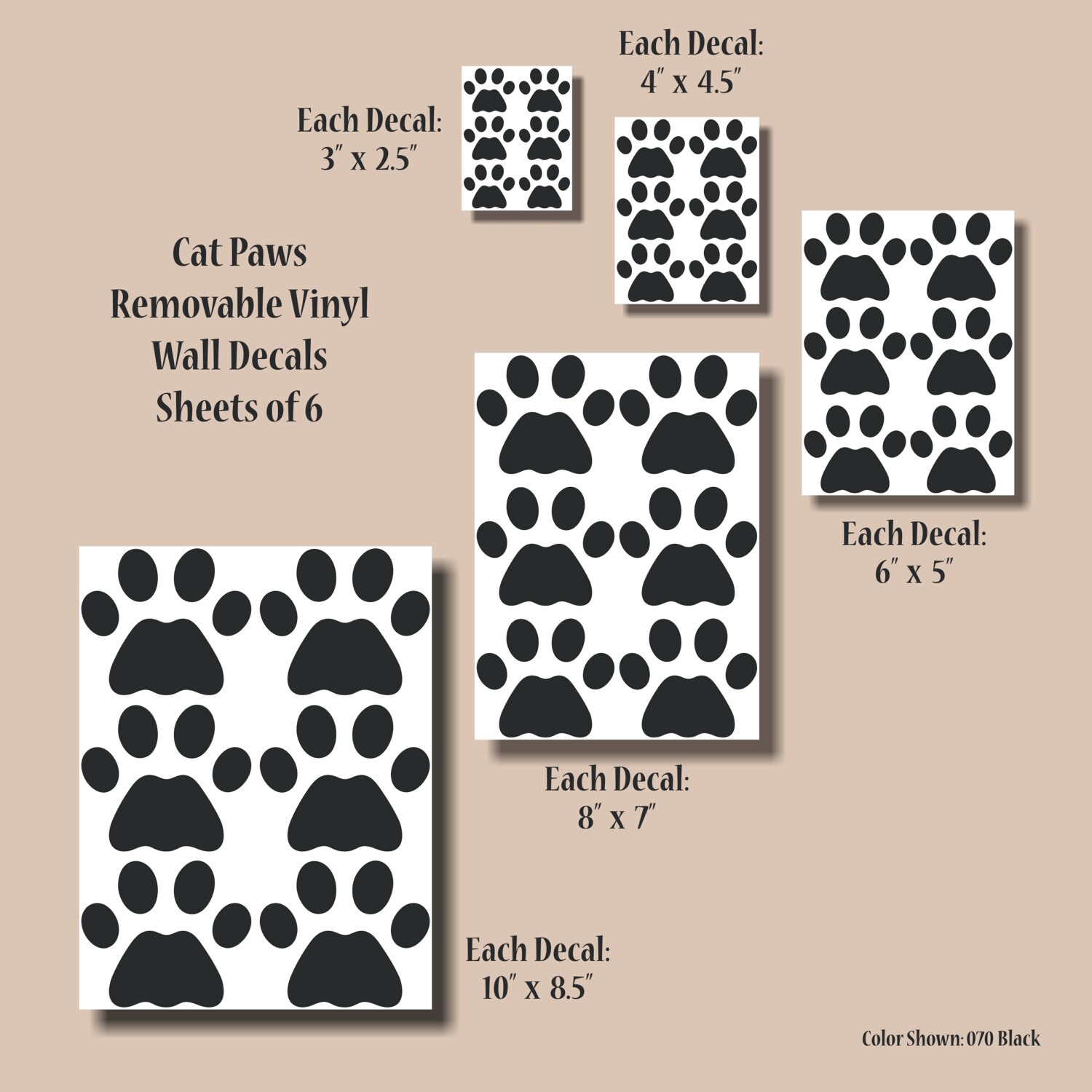 CAT PAW DECALS Pet Wall Art Wall Quote Decal Vinyl Wall | Etsy