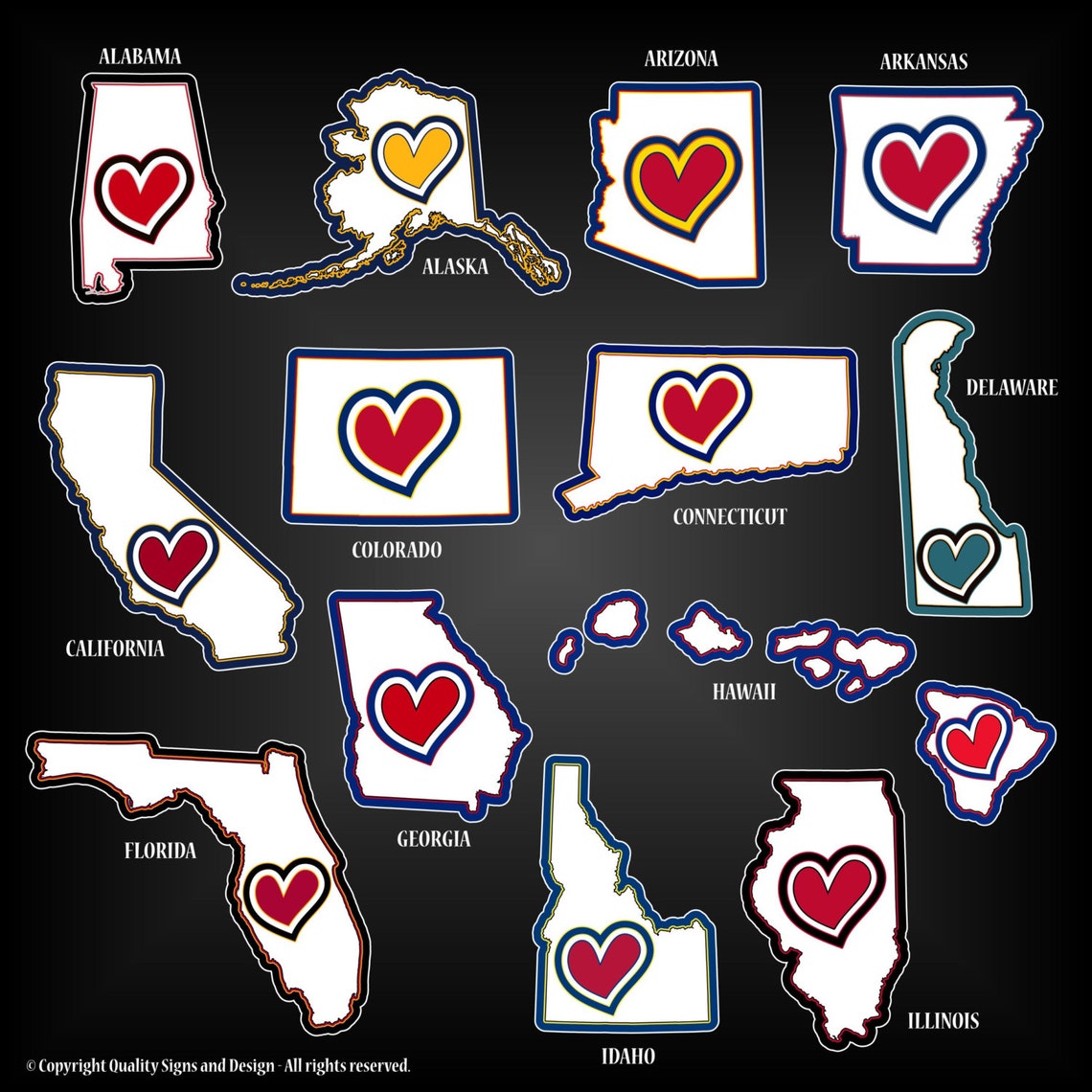Love Your State, Heart, Vehicle Decals, Truck Decals, Car Decals ...