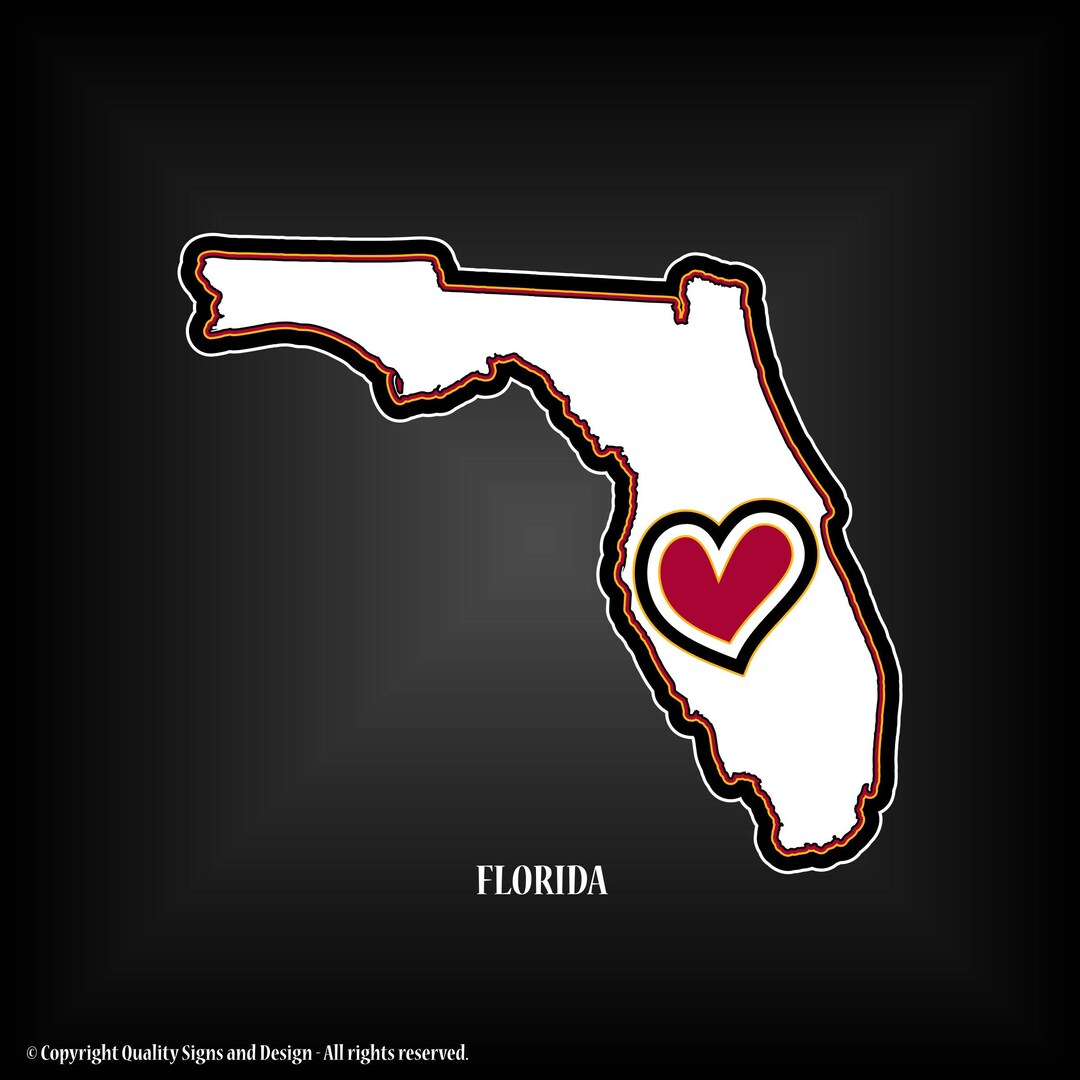 FLORIDA CAR DECAL, State Heart Decals, Truck Decals, Car Decal, Laptop ...