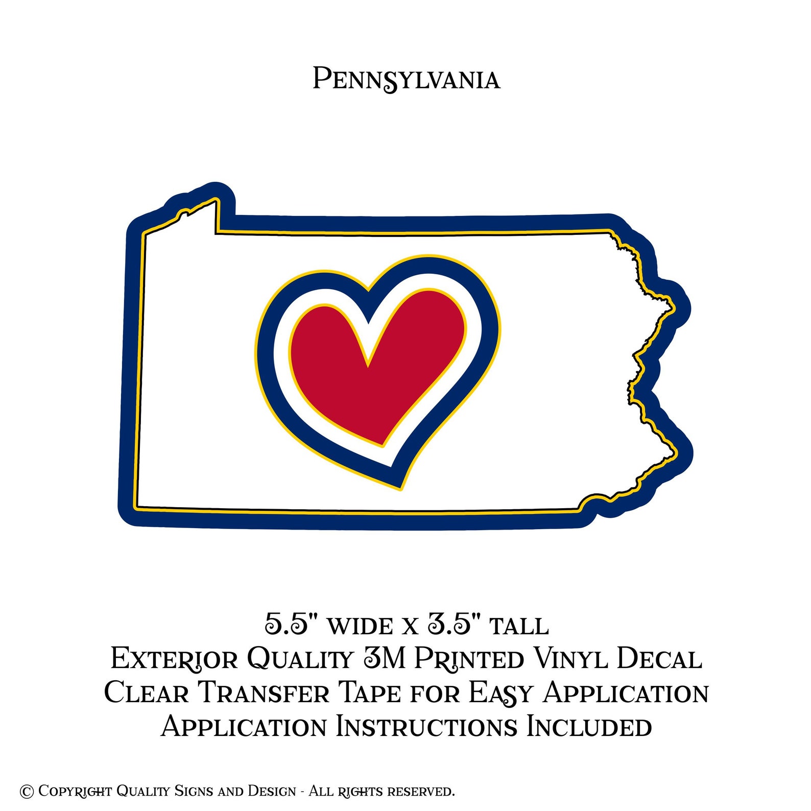 PENNSYLVANIA DECAL State Heart Truck Decals Rv Decal Car - Etsy
