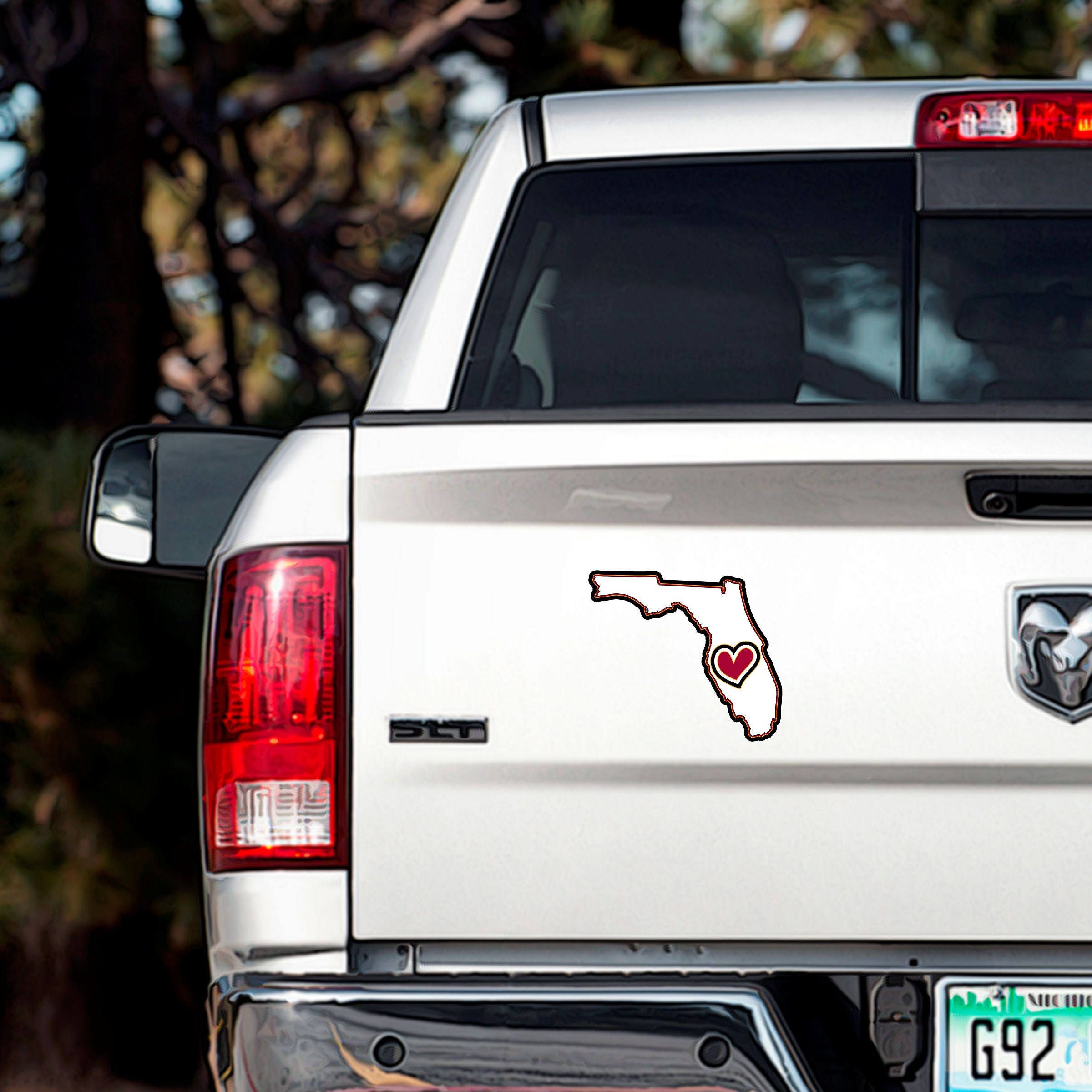 FLORIDA CAR DECAL, State Heart Decals, Truck Decals, Car Decal, Laptop ...